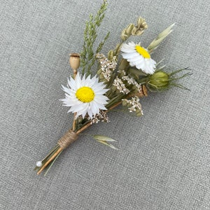 Daisy Buttonhole, Wedding Dried Flower Buttonholes, Corsage, Natural ...