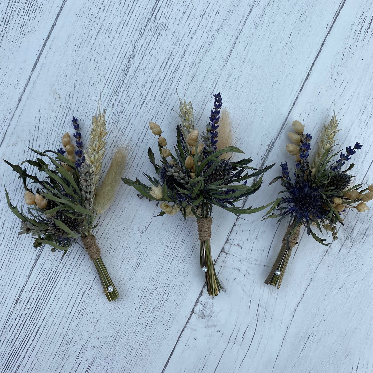 Thistle & Lavender Buttonholes Wedding Dried Flowers - Etsy
