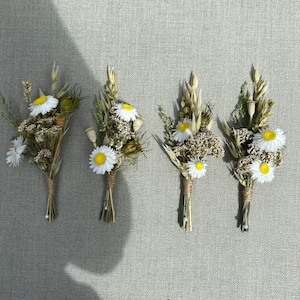 Daisy Buttonhole, Wedding Dried Flower Buttonholes, Corsage, Natural ...