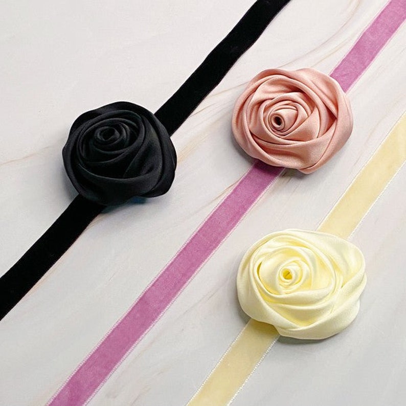 Satin Rose Velvet Sash Necklace Handmade With Detail and Versatility - Etsy