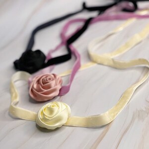 Satin Rose Velvet Sash Necklace Handmade With Detail and Versatility - Etsy