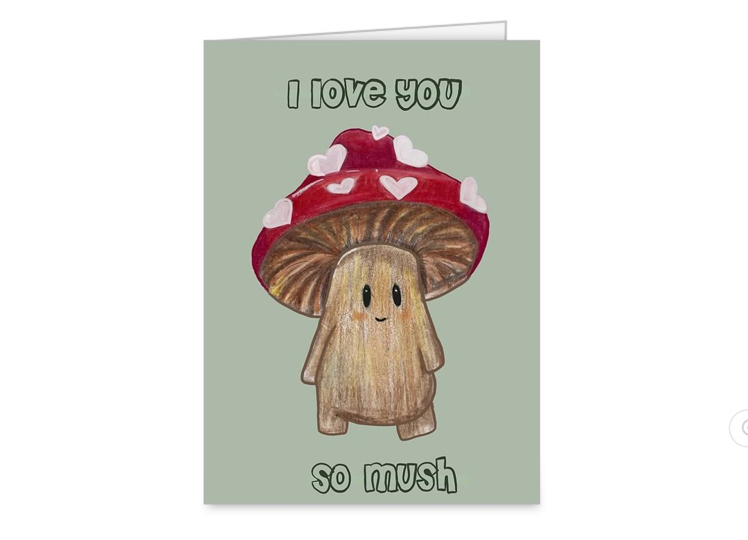 Mushroom I Love You so Mush Card Digital Download Valentines Day Card ...