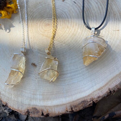 Raw Real Natural Angelite Crystal Wire Wrapped Necklace | Etsy