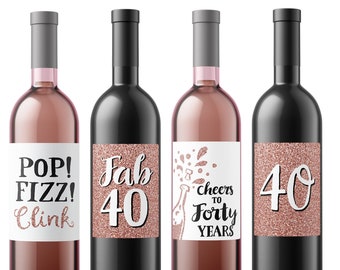 40th Birthday Printable Labels - Etsy