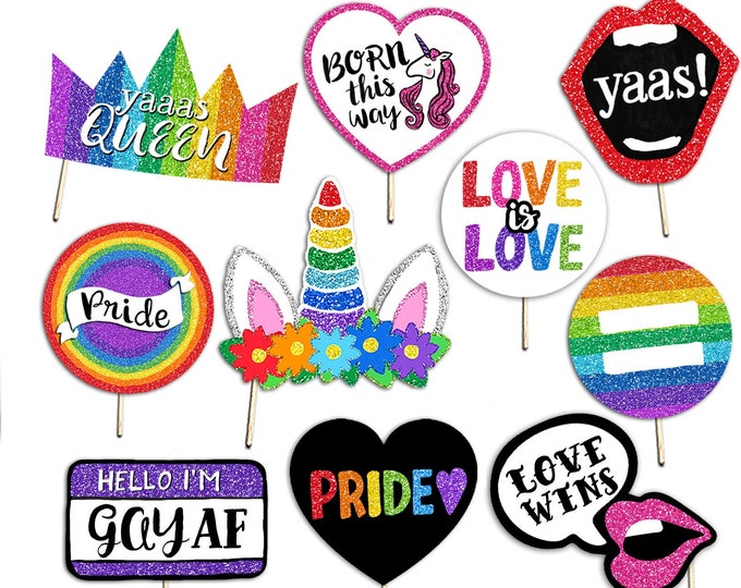 Pride Party Printable Photo Booth Props 15 Funny Signs - Etsy