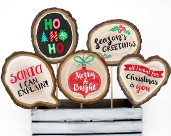 Christmas Photo Booth Props 10 Printable Hand Painted Signs | Etsy