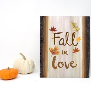Printable Autumn Wall Art - Fall in Love - Hand Painted Rustic Wood ...