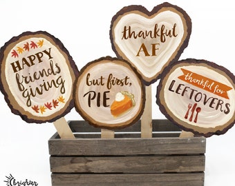Thanksgiving Photo Booth Props - 9 Printable Hand Painted Wood Slice ...