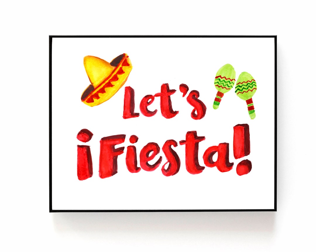 Fiesta Sign Printable - Mexican Taco Party Decor - Cinco De Mayo - Hand ...