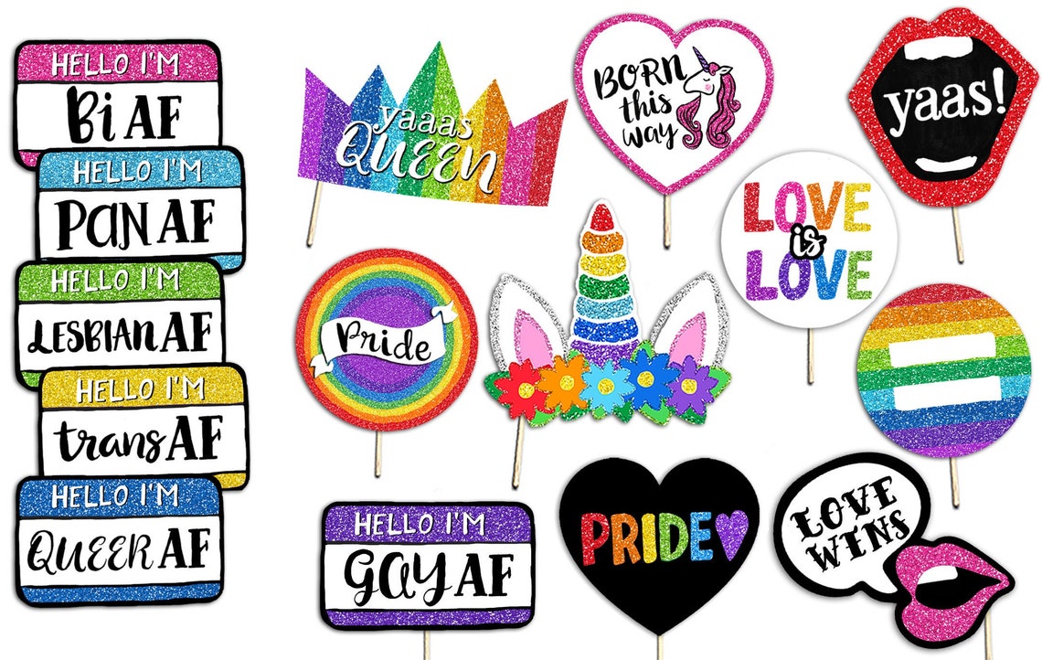 Pride Party Printable Photo Booth Props 15 Funny Signs - Etsy