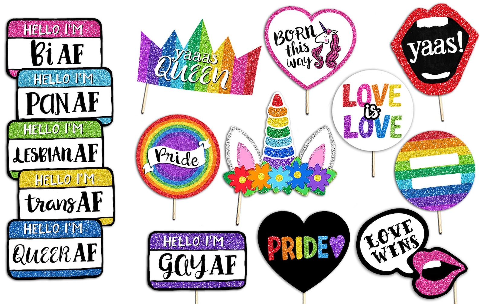 Pride Party Printable Photo Booth Props 15 Funny Signs - Etsy