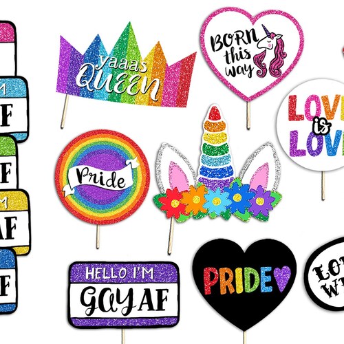 Pride Party Printable Photo Booth Props 10 Funny Signs - Etsy