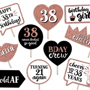 38th Birthday Printable Photo Booth Props - 10 Signs Instant Download ...