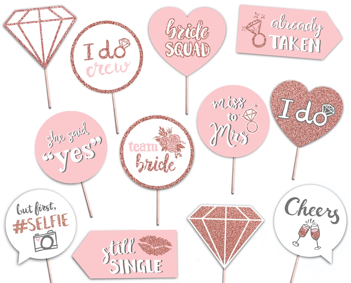 Bridal Shower Printable Photo Booth Props Light Pink Rose - Etsy