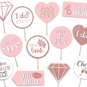 Bridal Shower Printable Photo Booth Props - Light Pink Rose Gold Gray ...