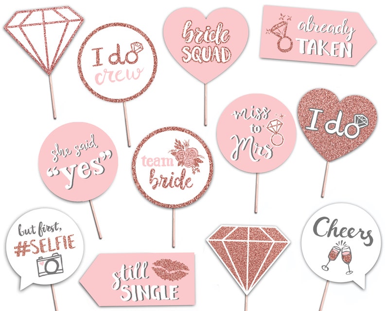 Bridal Shower Printable Photo Booth Props Light Pink Rose - Etsy