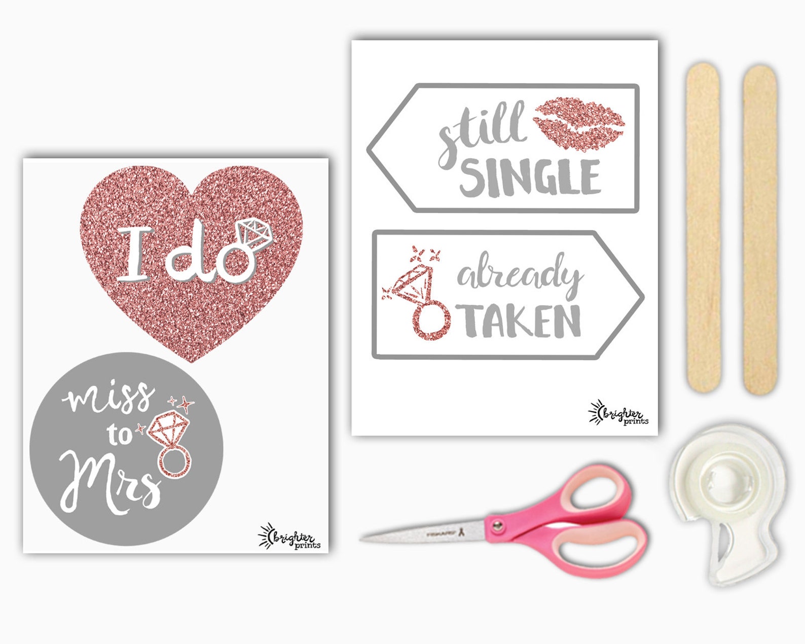 Bridal Shower Printable Photo Booth Props Light Pink Rose - Etsy