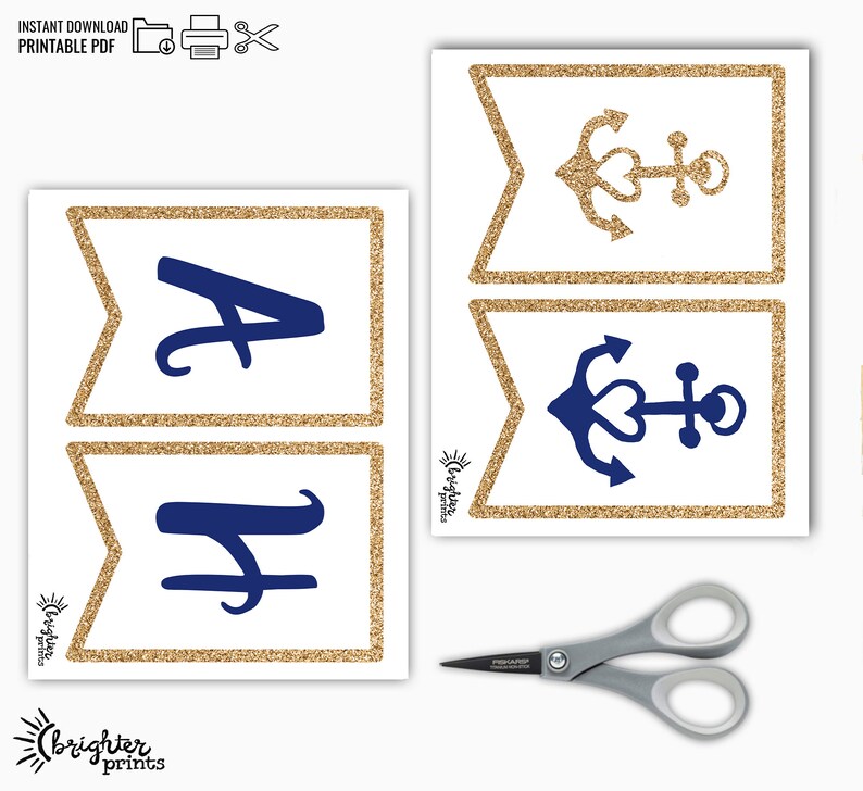 Printable Nautical Banner ahoy DIY INSTANT - Etsy
