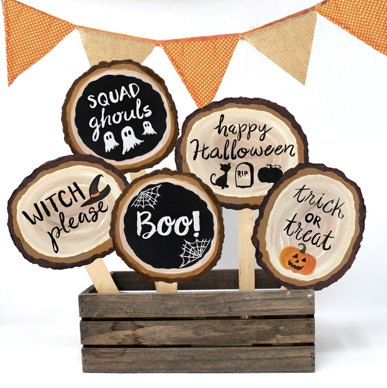 Printable Halloween Photo Booth Props 9 Hand Painted Wood | Etsy