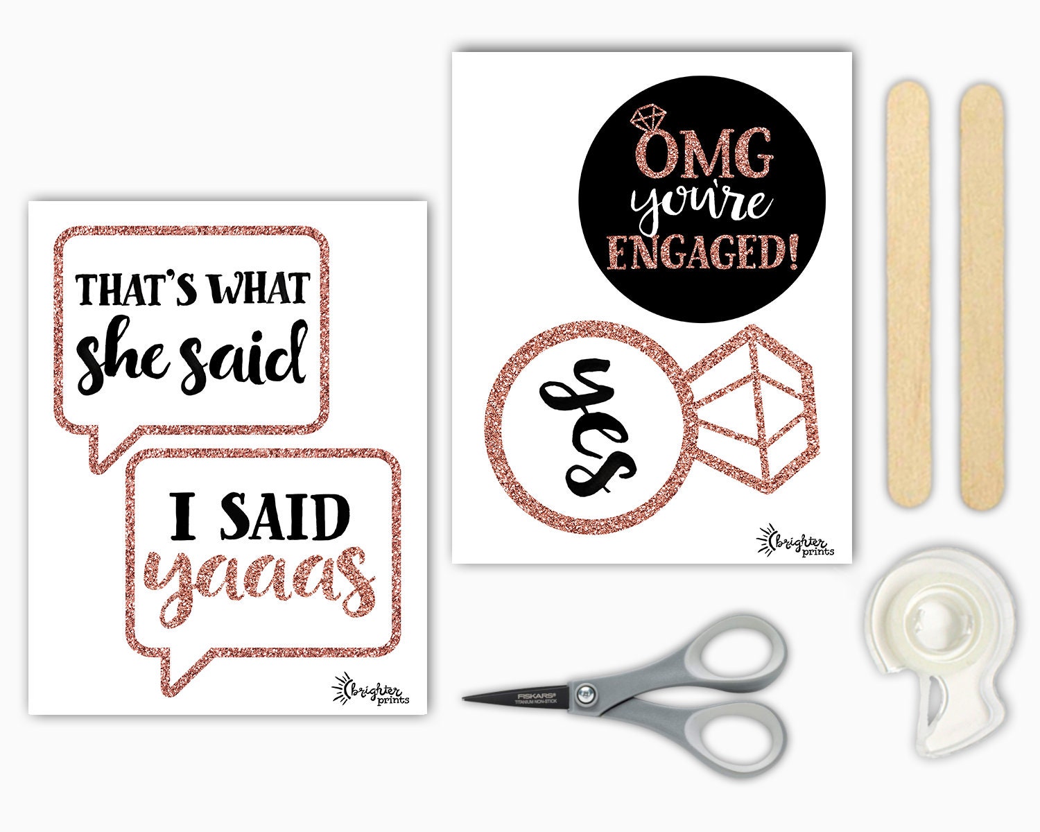 Funny Engagement Printable Photo Booth Props 12 Signs Rose | Etsy UK