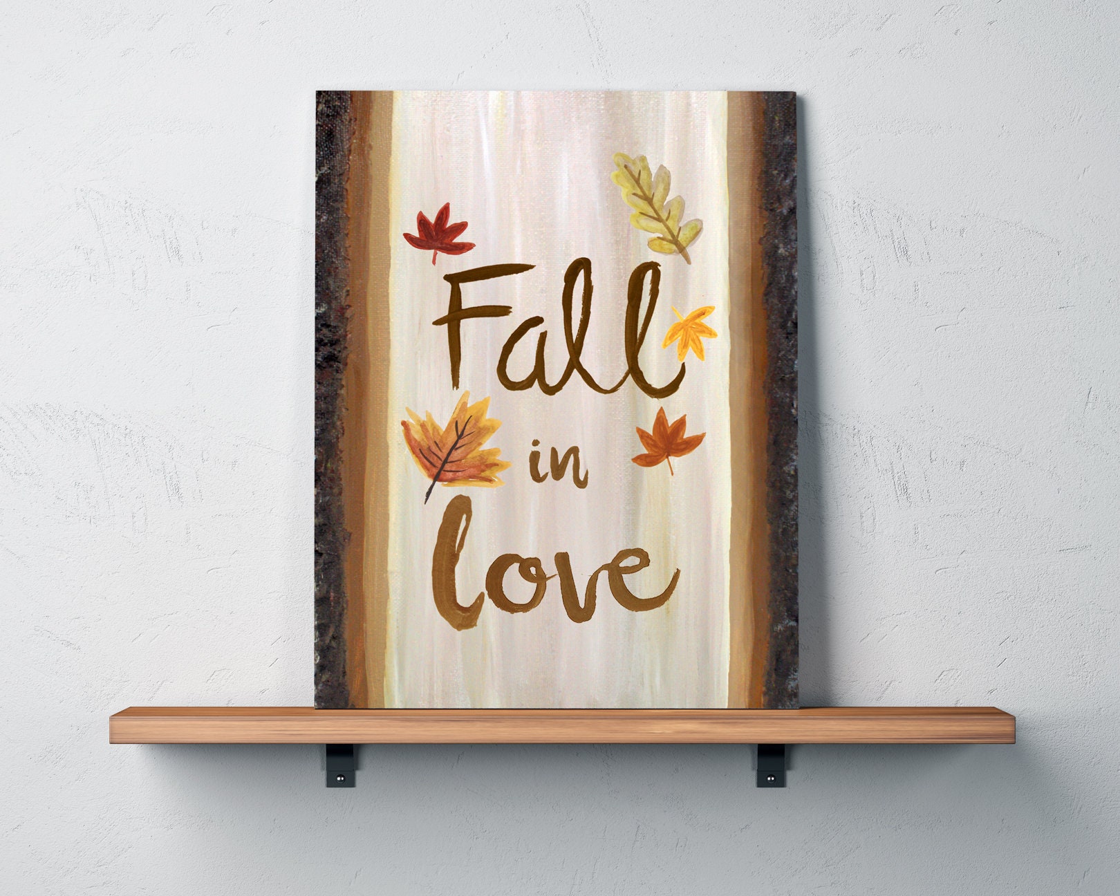 Printable Autumn Wall Art - Fall in Love - Hand Painted Rustic Wood ...