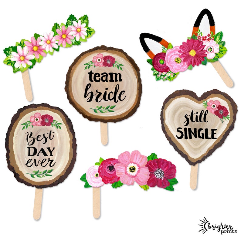 Printable Rustic Wedding Photo Booth Props 12 Hand Painted | Etsy