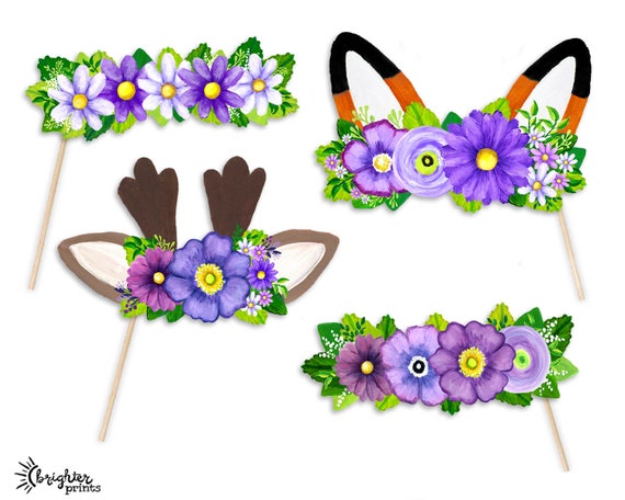 Printable Flower Crown Party Photo Booth Props 4 Printable | Etsy