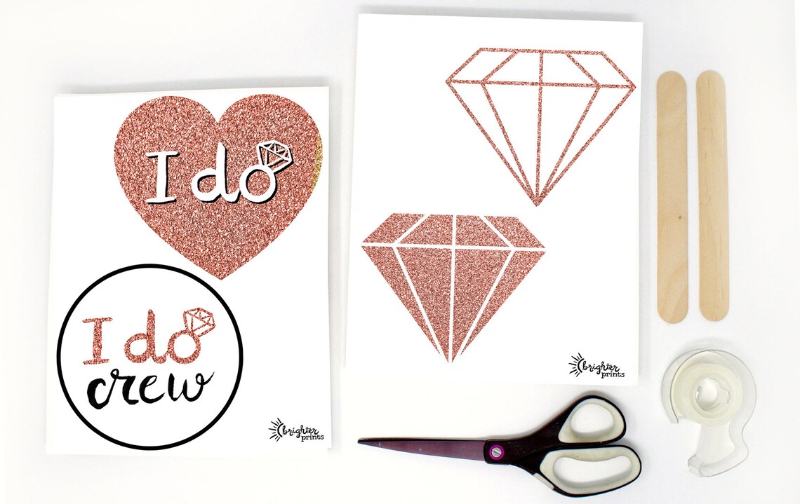 Bridal Shower Printable Photo Booth Props Rose Gold Black - Etsy