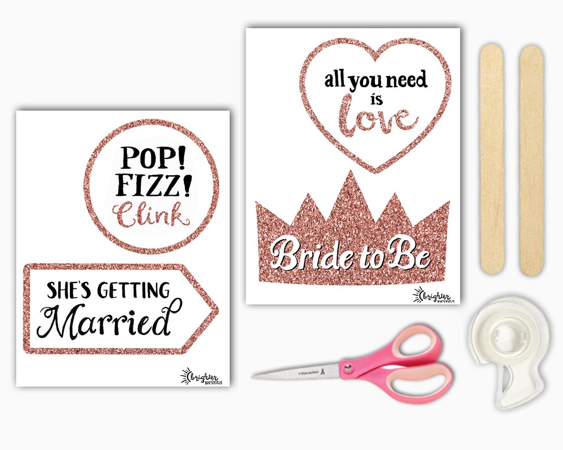 Engagement Party Printable Photo Booth Props Pink Black and - Etsy