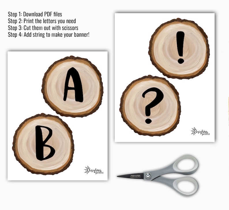 Printable Rustic Banner - Letters A to Z Hand Lettered Alphabet ...