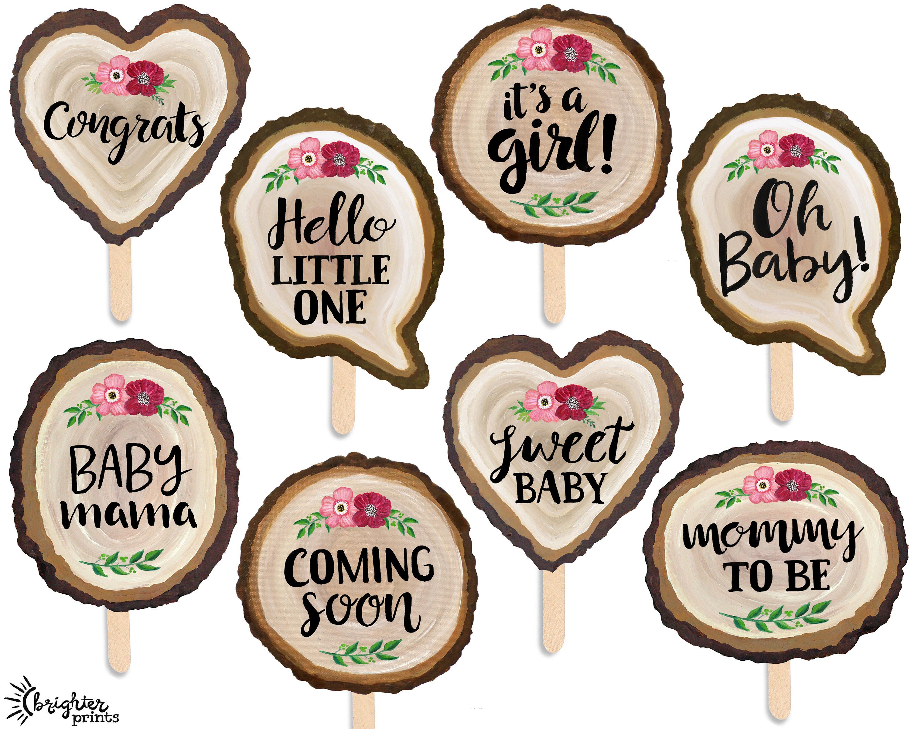 Rustic Baby Shower Girl Printable Photo Booth Props 12 - Etsy