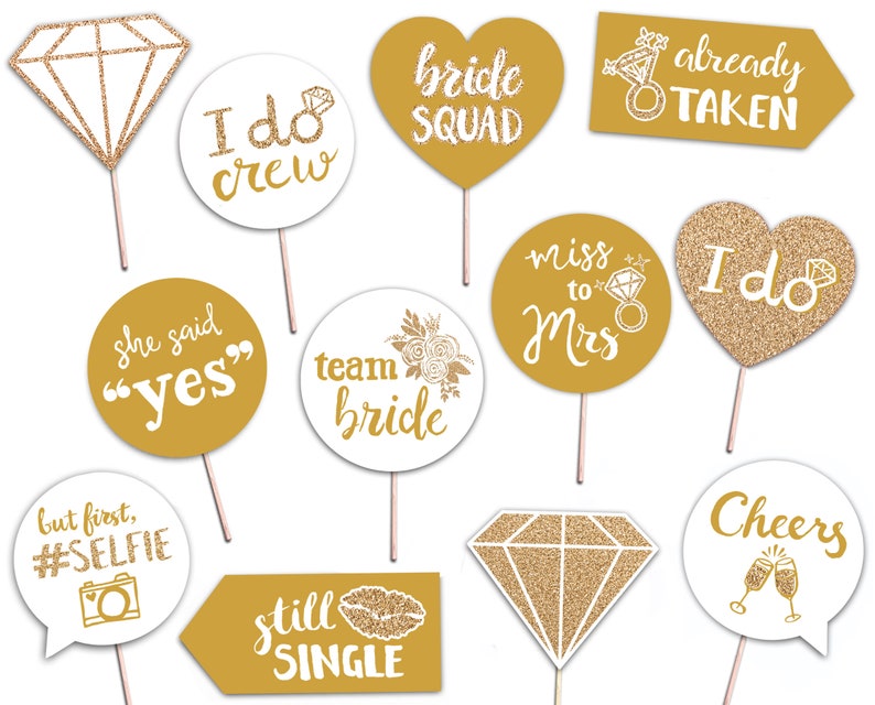 Bridal Shower Printable Photo Booth Props Mustard Yellow - Etsy