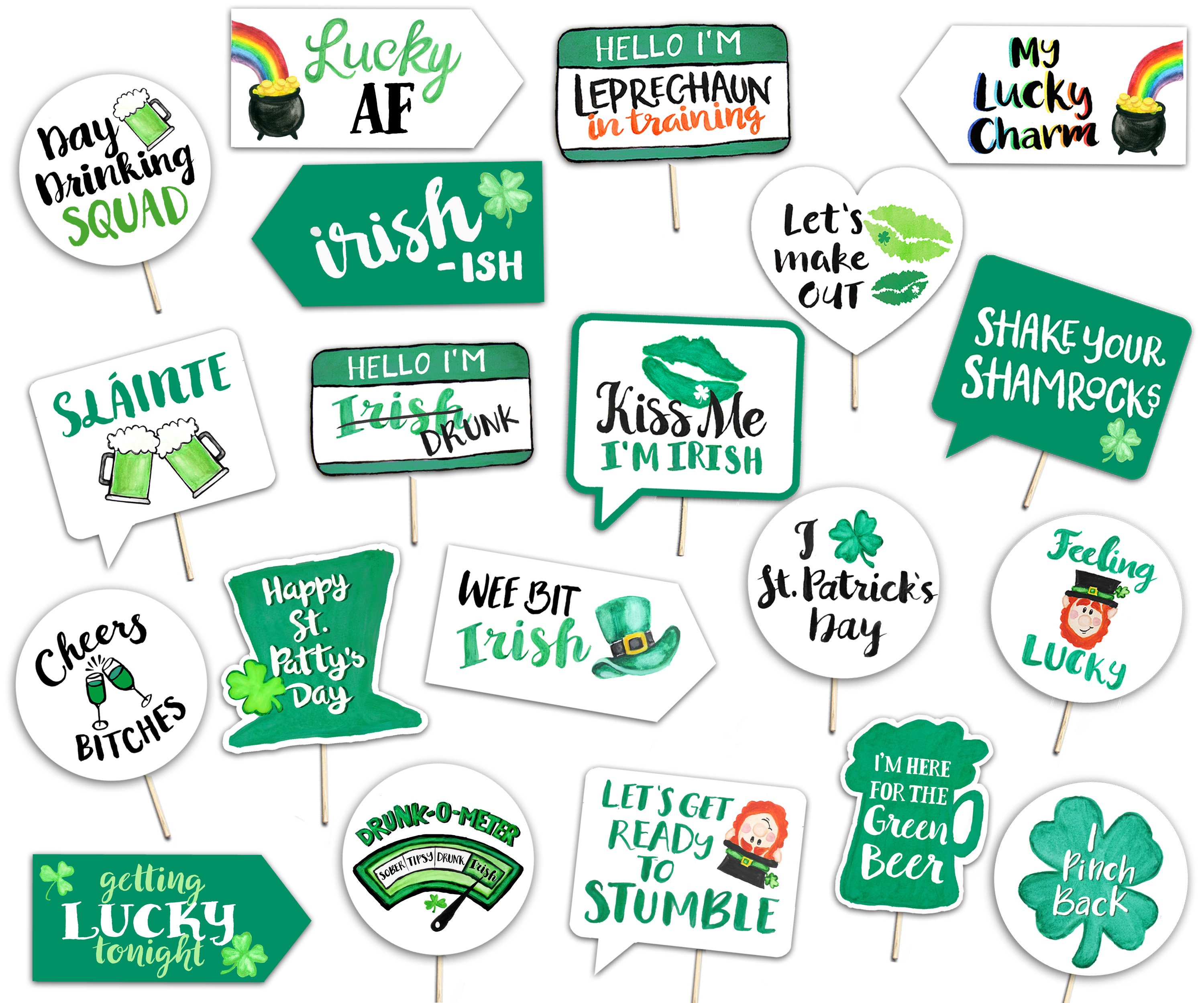 St. Patrick's Day Adult Party Props 20 Funny Printable | Etsy