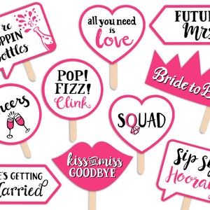 Engagement Party Printable Photo Booth Props - Pink Black and White ...