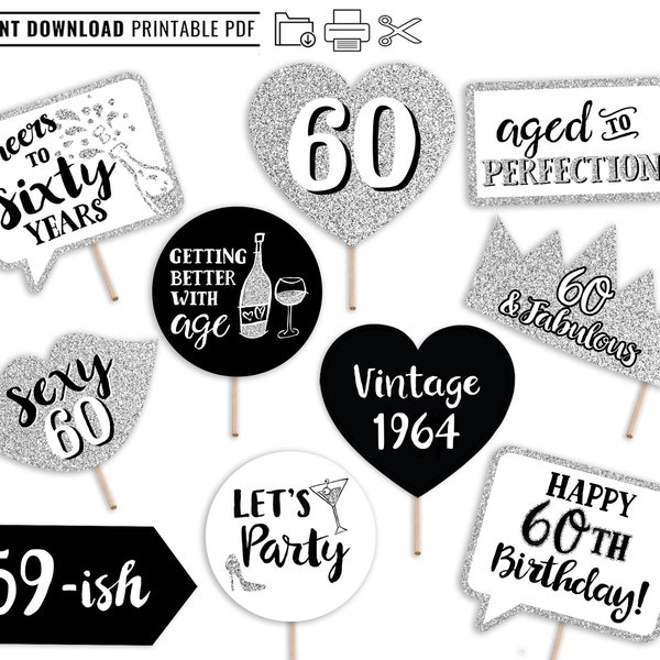 Black and Silver 60th Birthday Decor - Etsy