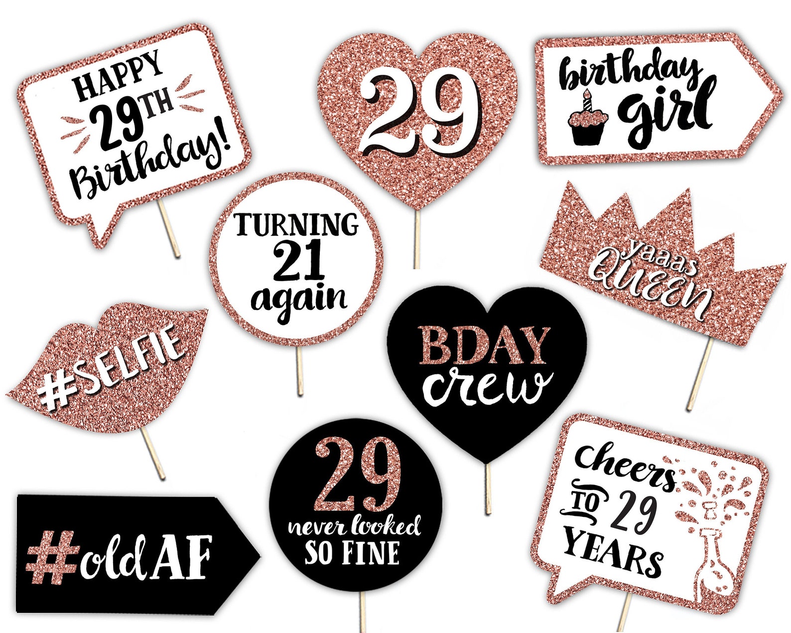 29th Birthday Printable Photo Booth Props 10 Signs Instant - Etsy