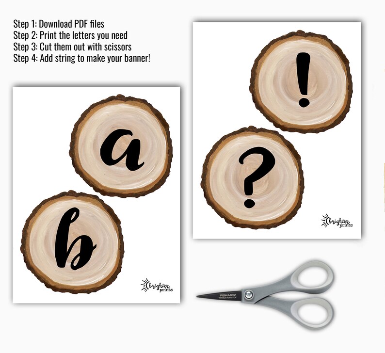 Printable Rustic Banner - Letters a to Z Lowercase Alphabet - Digital ...