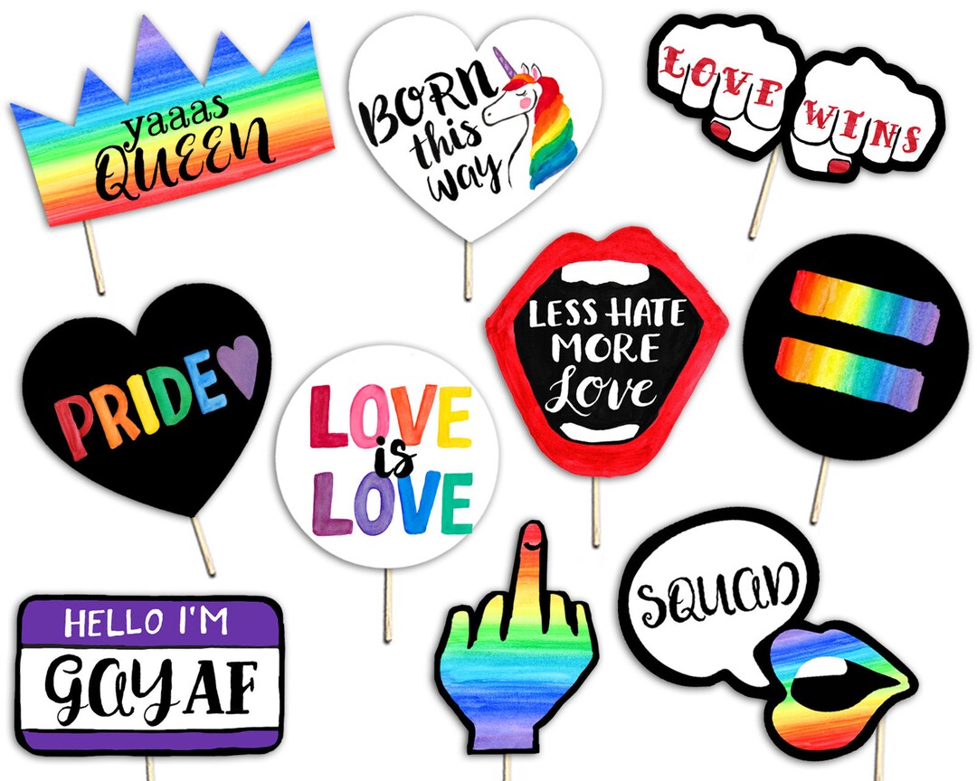Pride Party Printable Photo Booth Props - 10 Funny Signs - Pride Month ...