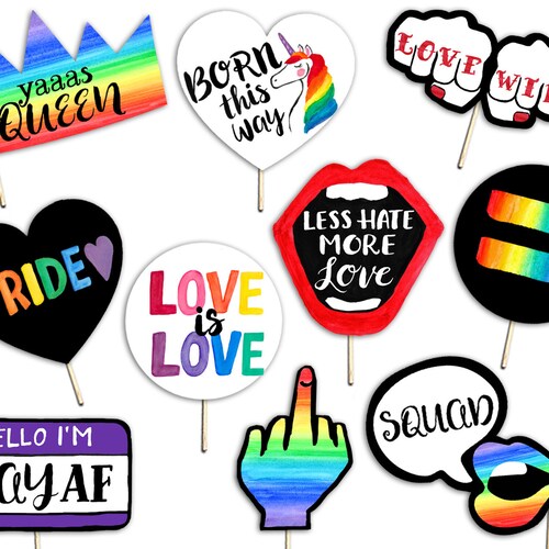 Pride Party Printable Photo Booth Props 10 Funny Signs - Etsy