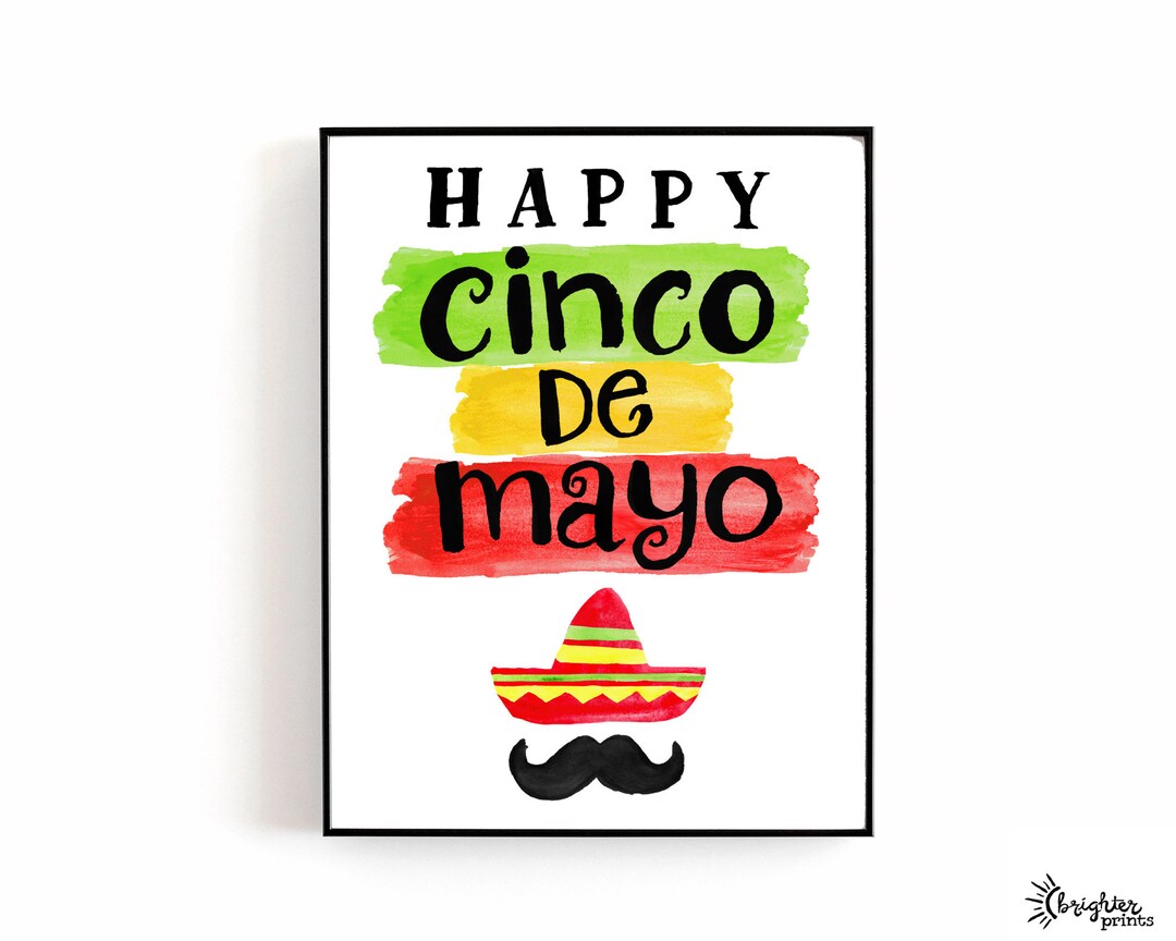Cinco De Mayo Sign Printable - Hand Painted Watercolor Image - 8x10 or ...