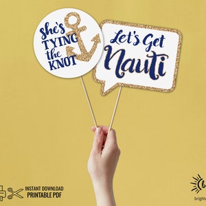 Nautical Bachelorette Printable Photo Booth Props 10 Signs Gold Navy ...