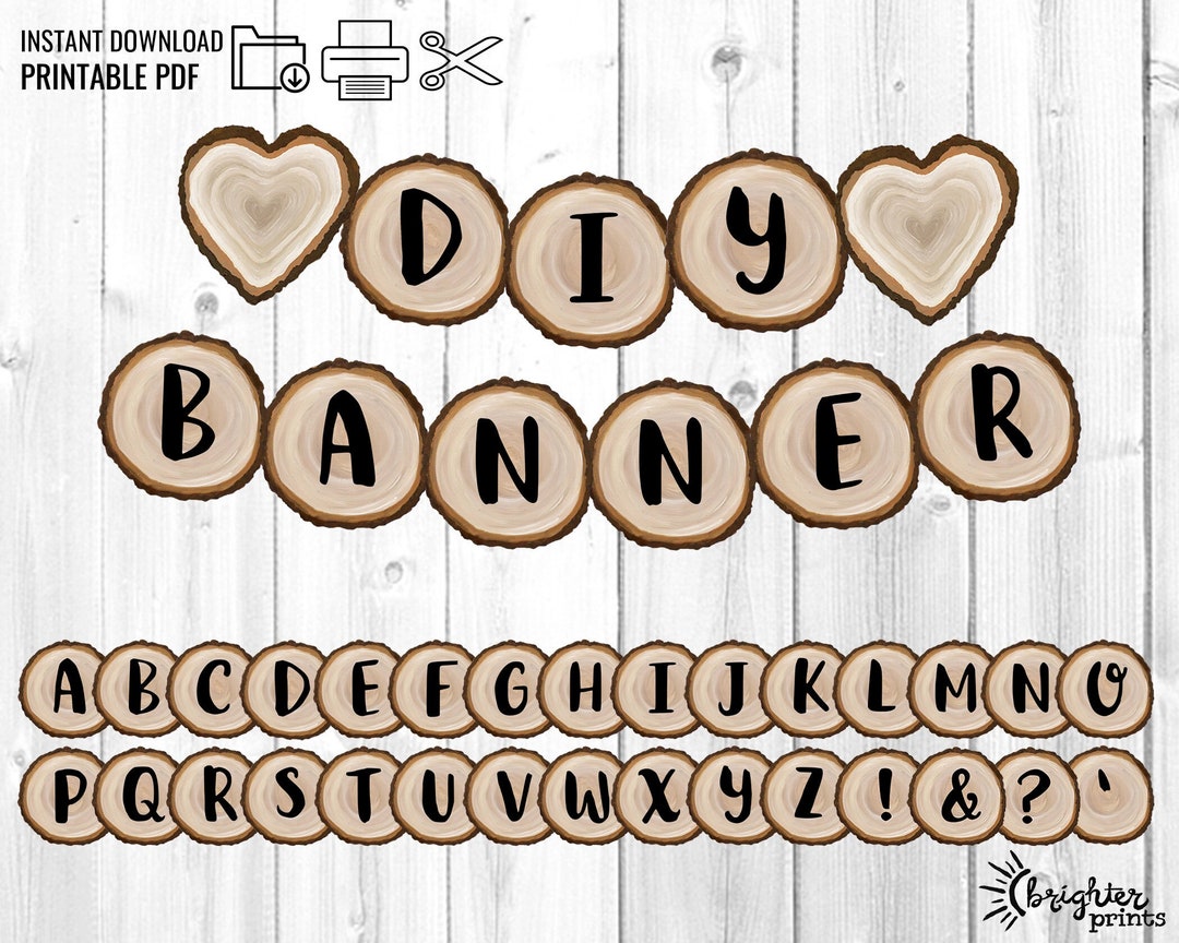 Printable Rustic Banner - Letters A to Z Hand Lettered Alphabet ...