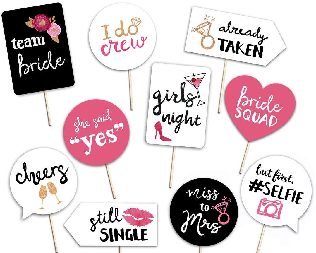 Bachelorette Party Printable Photo Booth Props - Pink Gold Black and ...