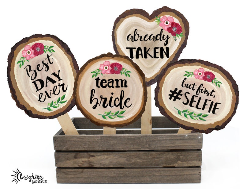Printable Rustic Wedding Photo Booth Props 12 Hand Painted | Etsy