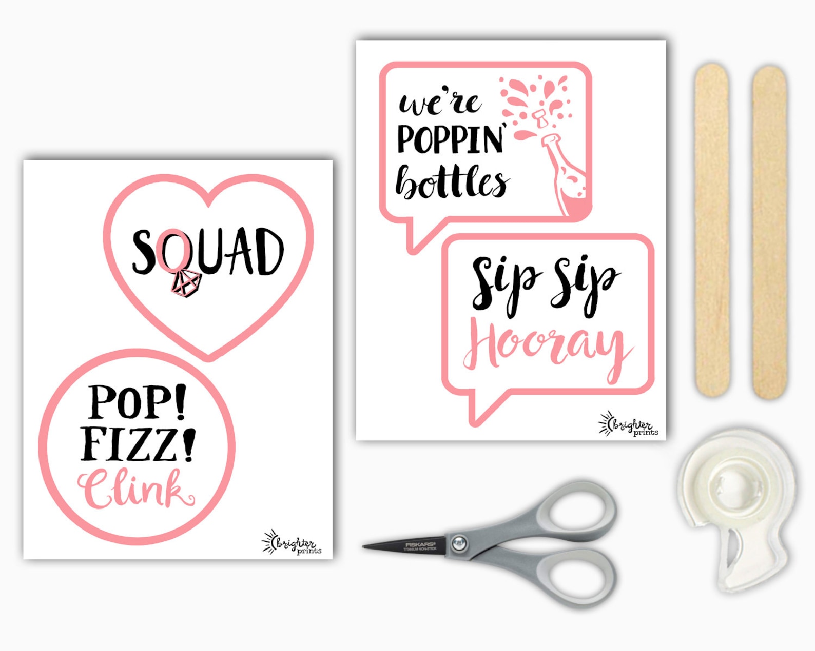 Bridal Shower Printable Photo Booth Props Mauve and White - Etsy