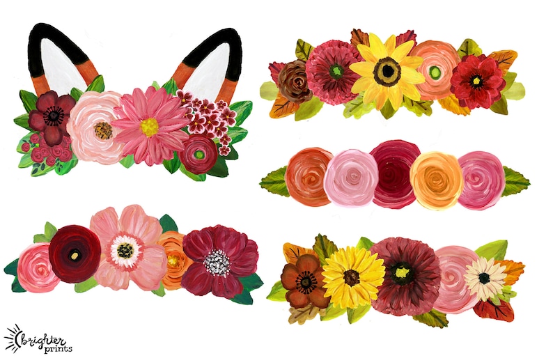 Printable Flower Crown Party Photo Booth Props - 5 Printable Hand ...