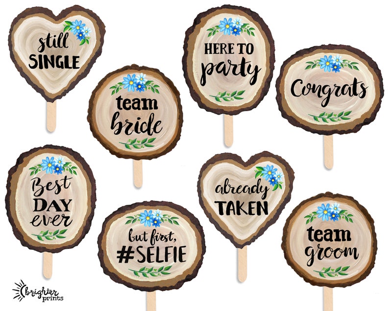 Rustic Wedding Printable Photo Booth Props 8 Hand Painted | Etsy