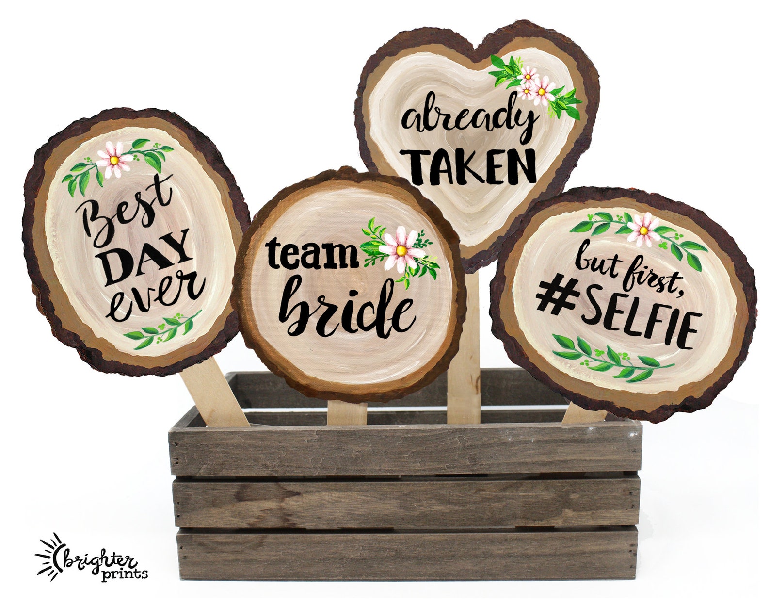 20 Printable Wedding Photo Booth Props - Rustic Wedding Set - Wood ...