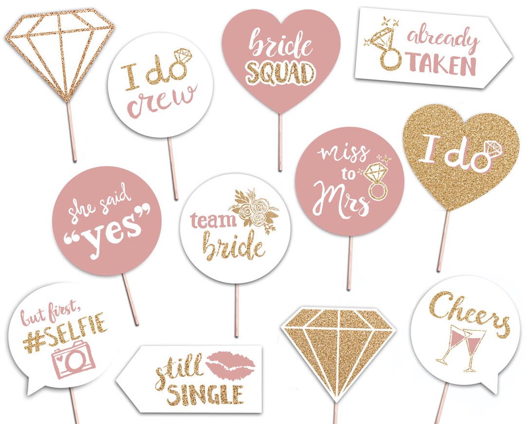 Bridal Shower Printable Photo Booth Props - Gold Blush Pink and White ...