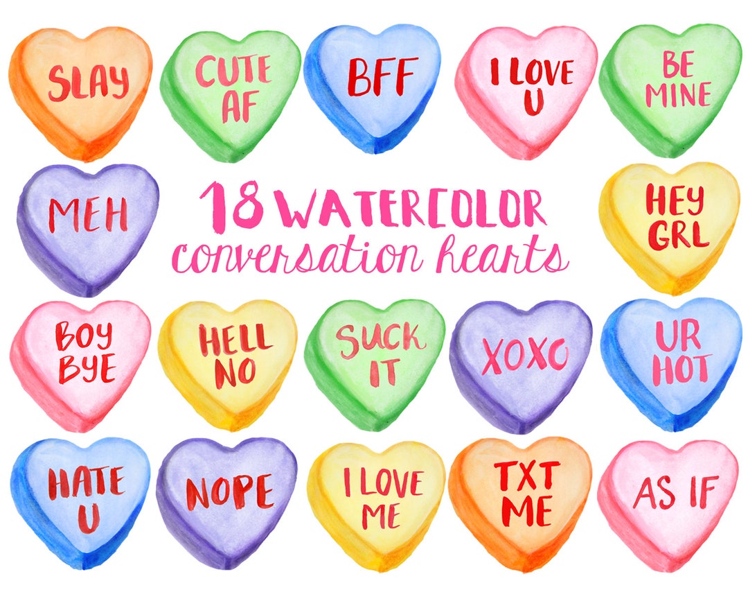 Valentine's Clipart - 9 PNG Download Files - Conversation Hearts Candy ...